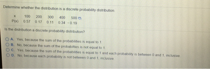 Solved Determine whether the distribution is a discrete | Chegg.com