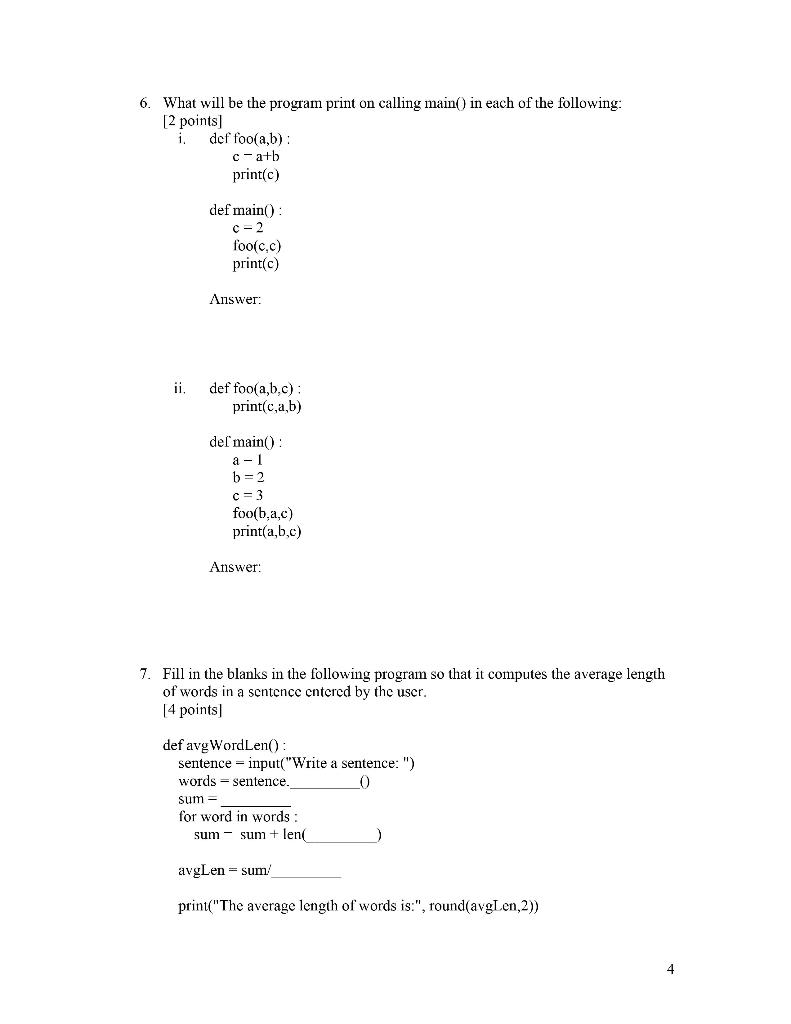 Solved 5 Fill In The Blank In Each Case So That The Code