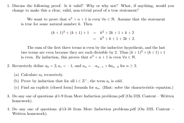 Solved 1. Discuss the following proof. Is it valid? Why or | Chegg.com
