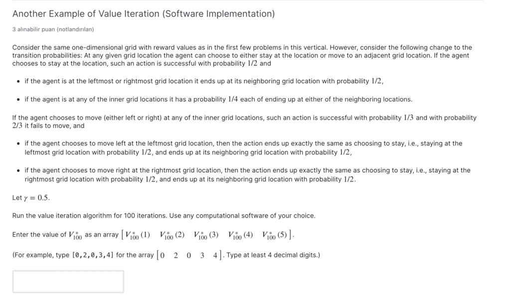 Recall from lecture the value iteration update rule : | Chegg.com