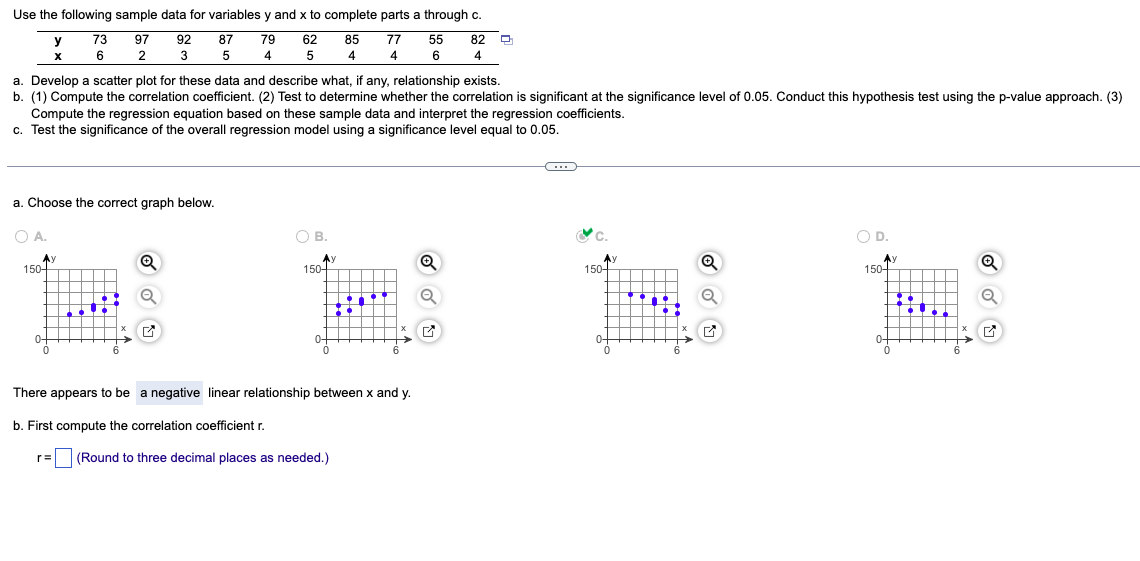 Solved Use the following sample data for variables y and x | Chegg.com