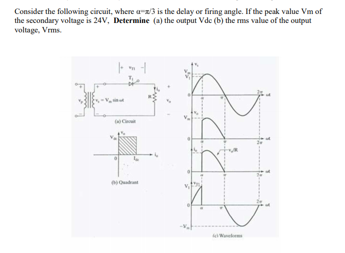 Solved A single-phase half wave-controlled rectifier circuit | Chegg.com