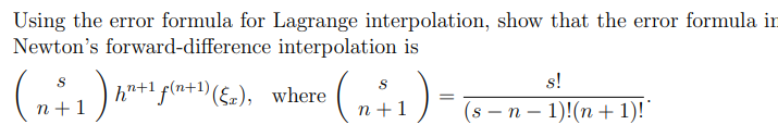 Solved Using the error formula for Lagrange interpolation, | Chegg.com