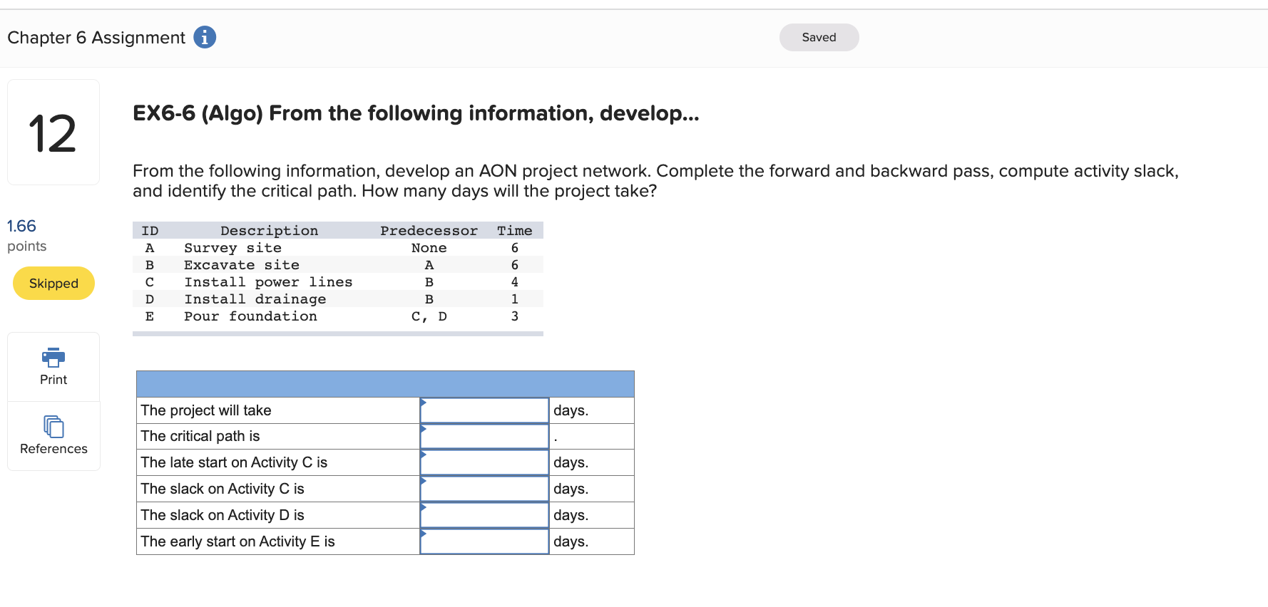 Solved EX6-6 (Algo) From the following information, | Chegg.com