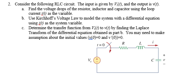 Solved 2. Consider the following RLC circuit. The input is | Chegg.com