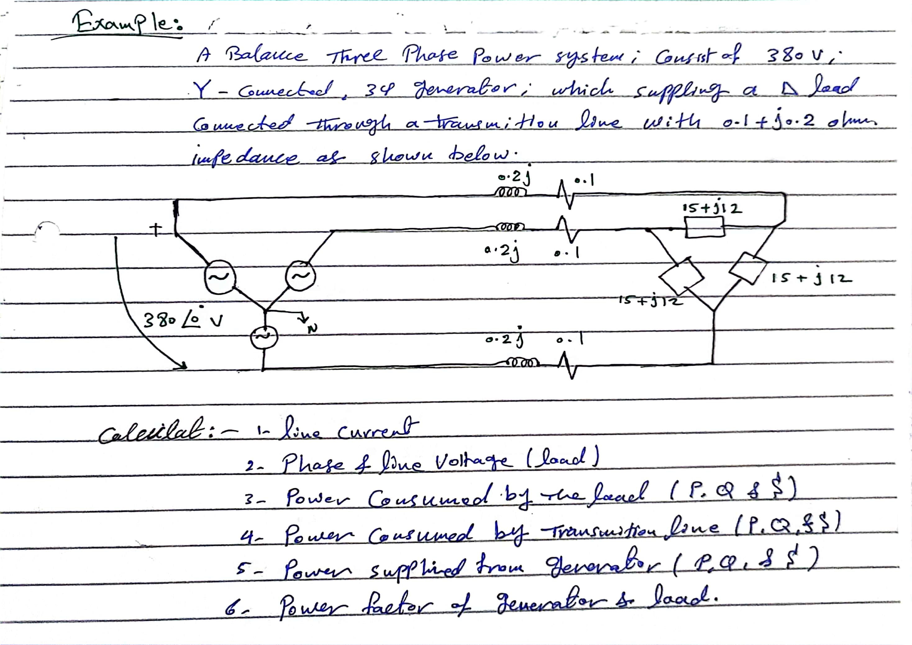 Solved Example: A Balauce Three Phase Power system; Consist | Chegg.com