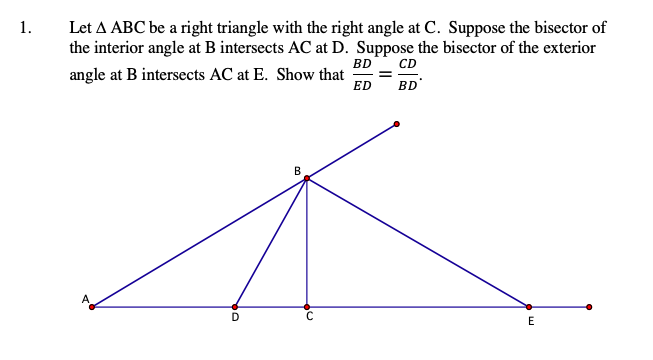 Solved Let ABC be a right triangle with the right angle at | Chegg.com