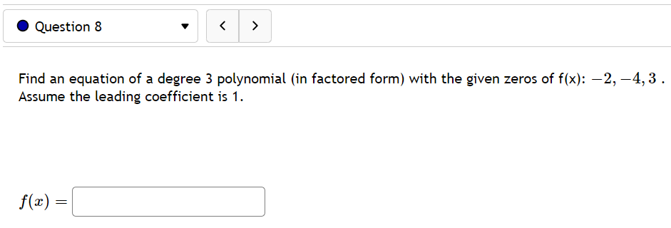 Solved Find an equation of a degree 3 polynomial (in | Chegg.com