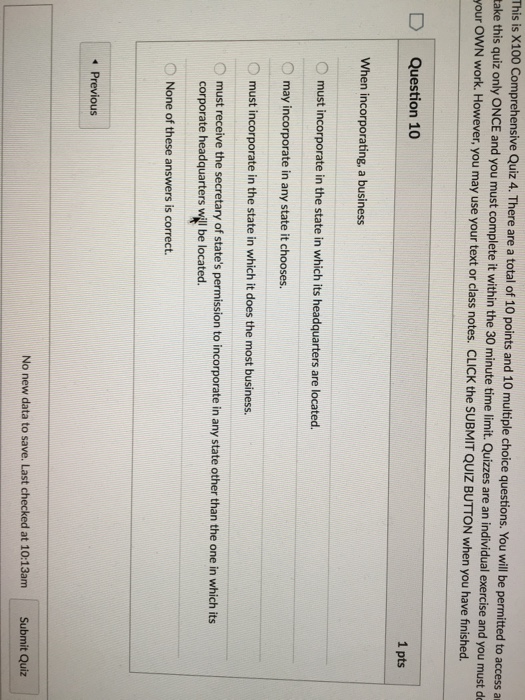 Solved When incorporating, a business must incorporate in | Chegg.com