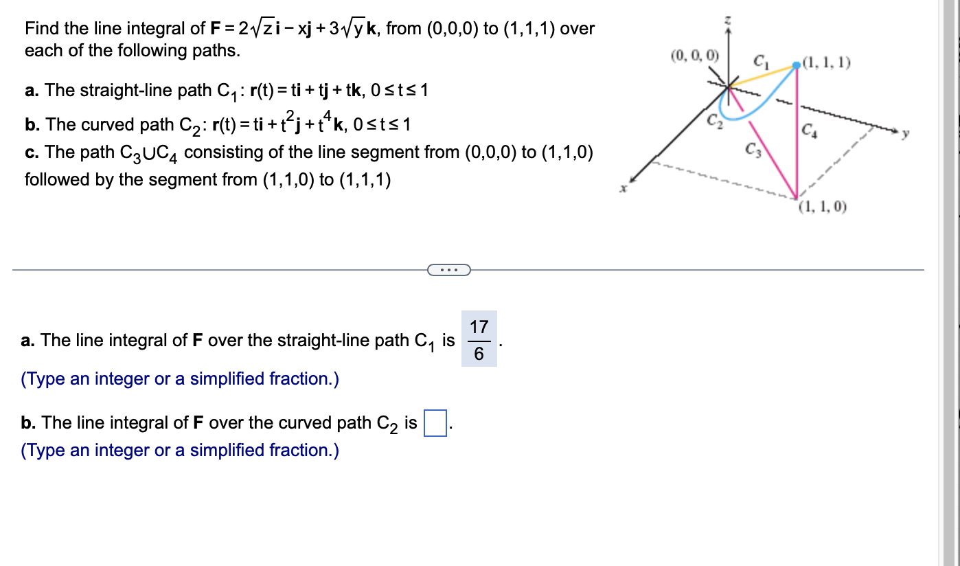 Solved = Find the line integral of F= 27zi - xj +3Vyk, from | Chegg.com