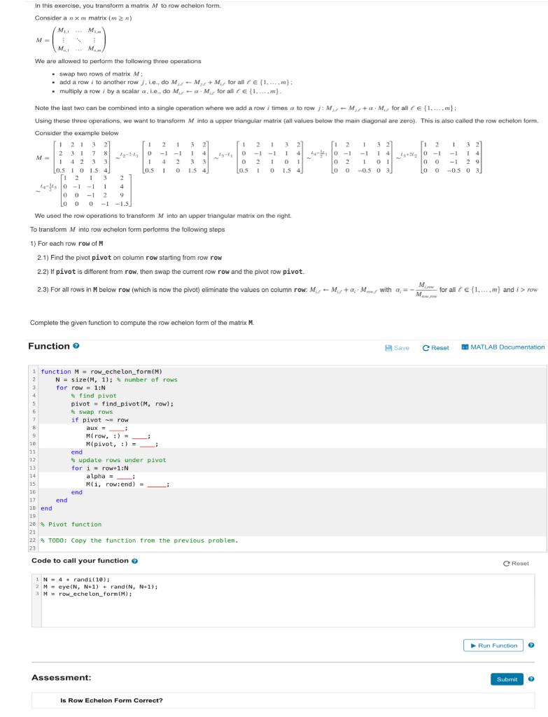 Solved In this exercise, you transform a matrix M to row | Chegg.com