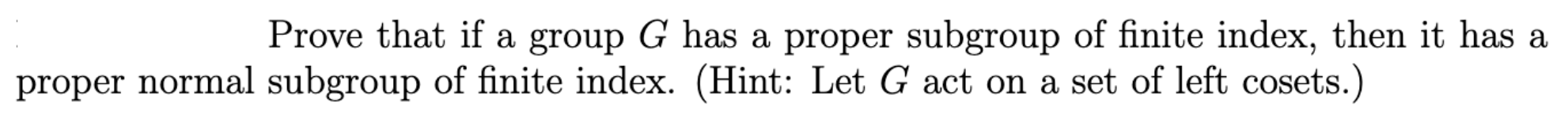 Solved Prove that if a group G has a proper subgroup of | Chegg.com