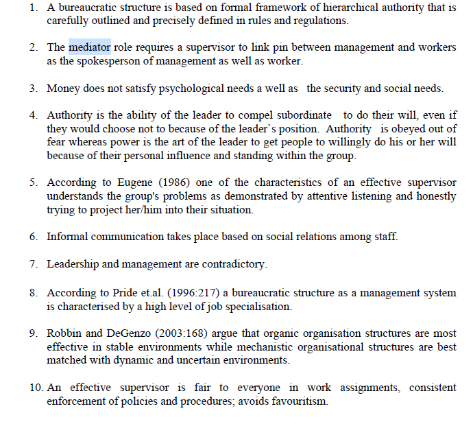 1. A bureaucratic structure is based on formal | Chegg.com