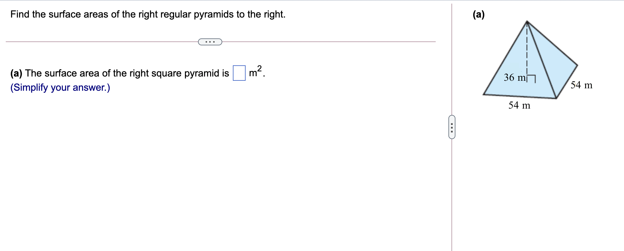 Solved Find the surface areas of the right regular pyramids | Chegg.com
