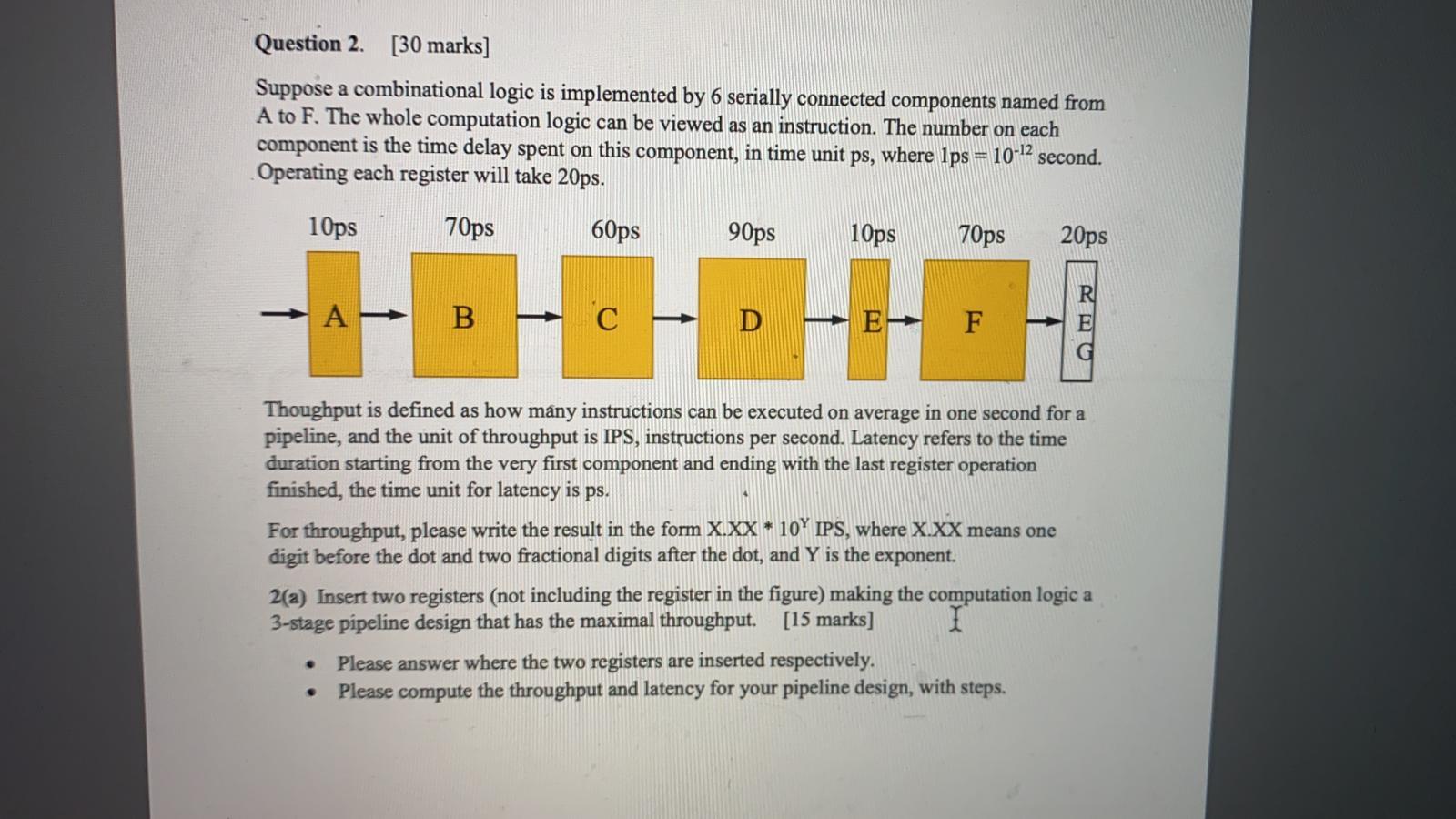 Question 2. [30 marks] Suppose a combinational logic | Chegg.com