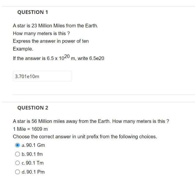 Solved A star is 23 Million Miles from the Earth. How many | Chegg.com