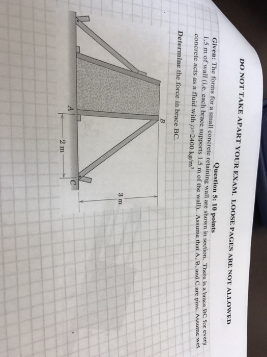 Solved The forms for a small concrete retaining wall are | Chegg.com