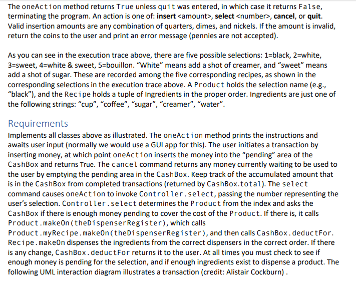 Project 4: Coffee Machine CS 1410 Background In this | Chegg.com