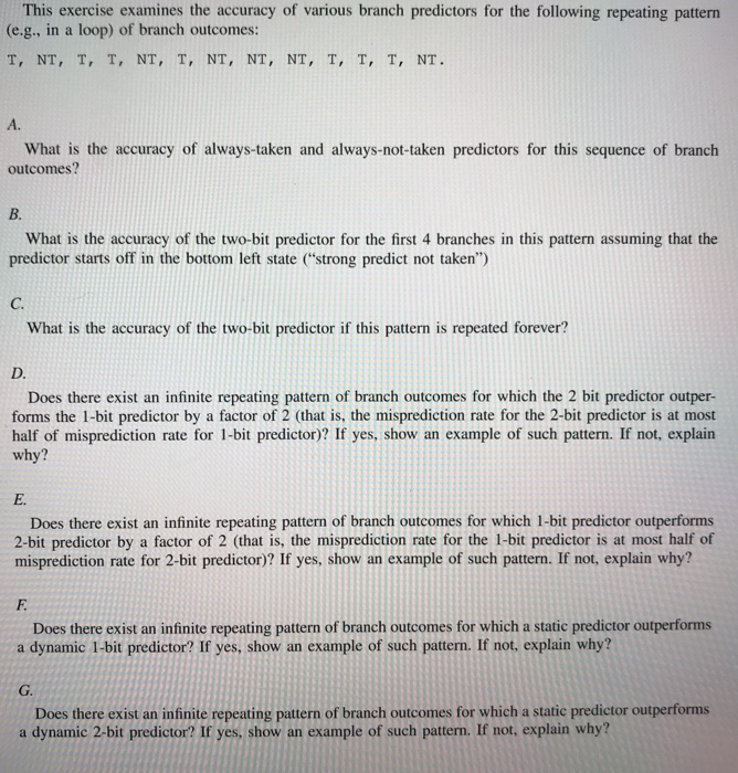Solved This exercise examines the accuracy of various branch | Chegg.com