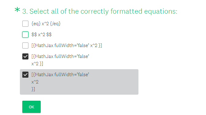 Solved 3. Select all of the correctly formatted equations | Chegg.com