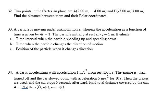 Solved 32. Two points in the Cartesian plane are A(2.00 m. - | Chegg.com