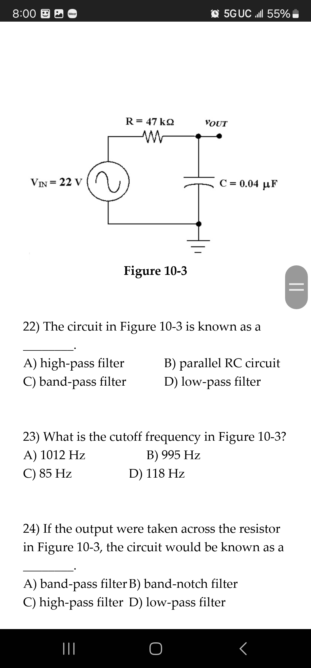 Solved Figure 10-3 22) The circuit in Figure 10-3 is known | Chegg.com