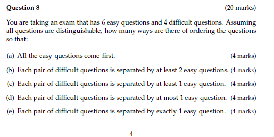 Solved Question 8 (20 marks) You are taking an exam that has | Chegg.com