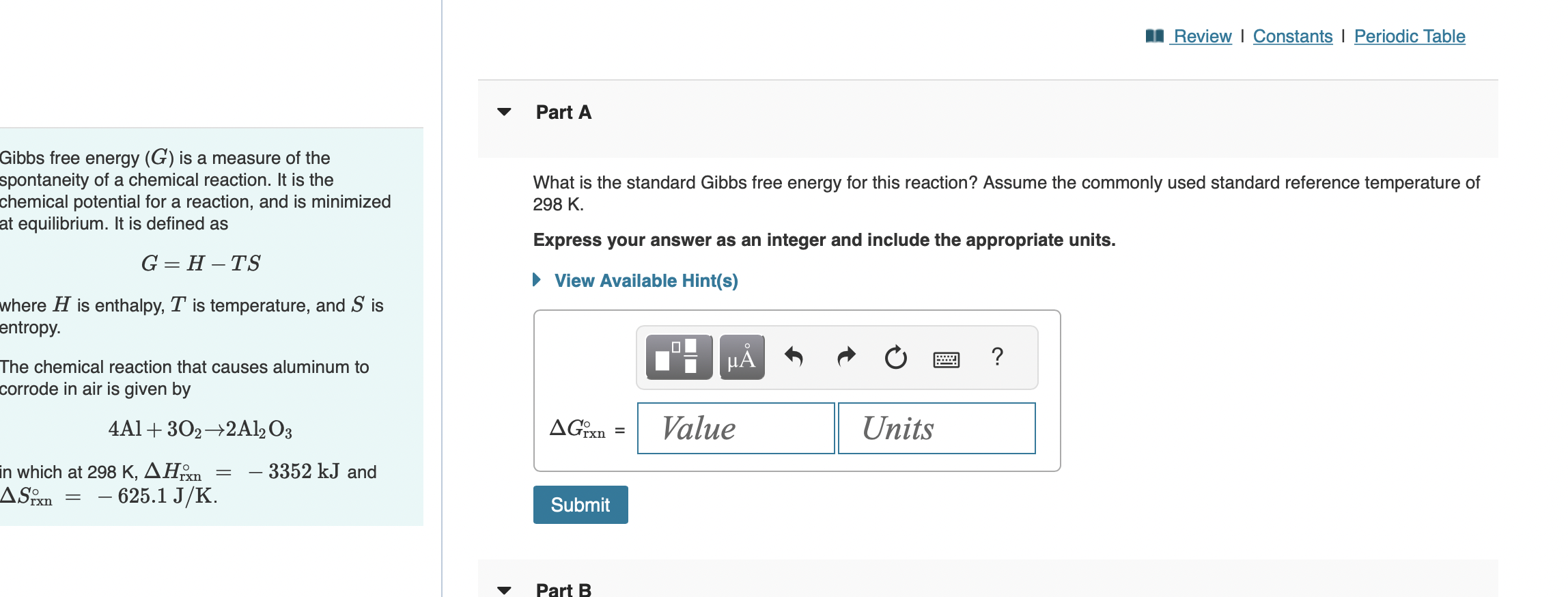 Solved Gibbs free energy (G) is a measure of the spontaneity | Chegg.com