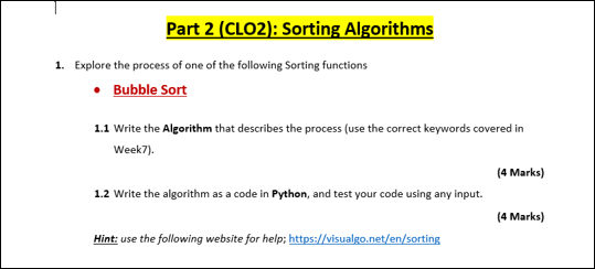 Solved Part 2 (CLO2): Sorting Algorithms 1. Explore the | Chegg.com