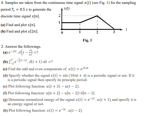 Solved period Ts=0.5s to generate the discrete time signal | Chegg.com