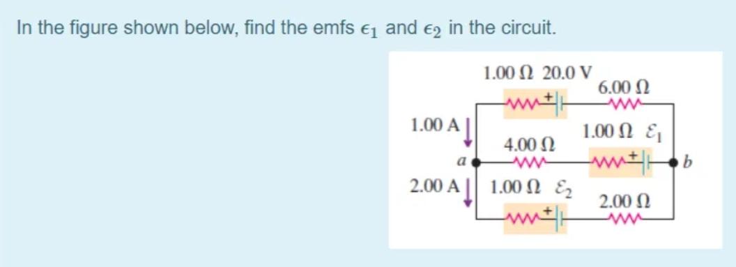 Solved In the figure shown below, find the emfs ϵ1 and ϵ2 in | Chegg.com