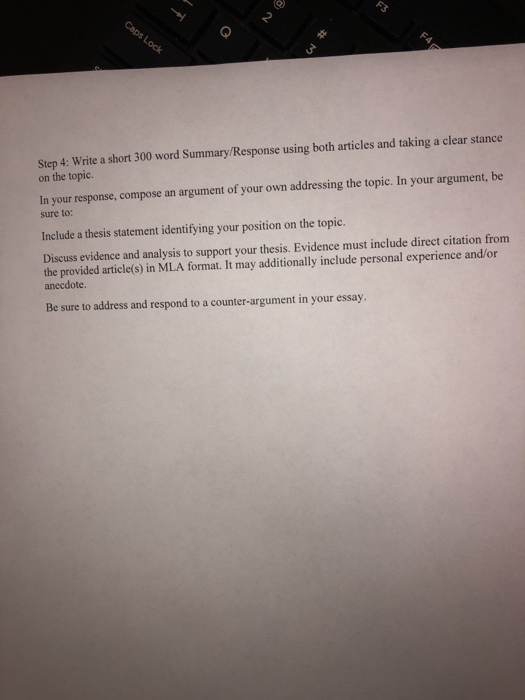 Step 4: Write a short 300 word Summary/Response using | Chegg.com