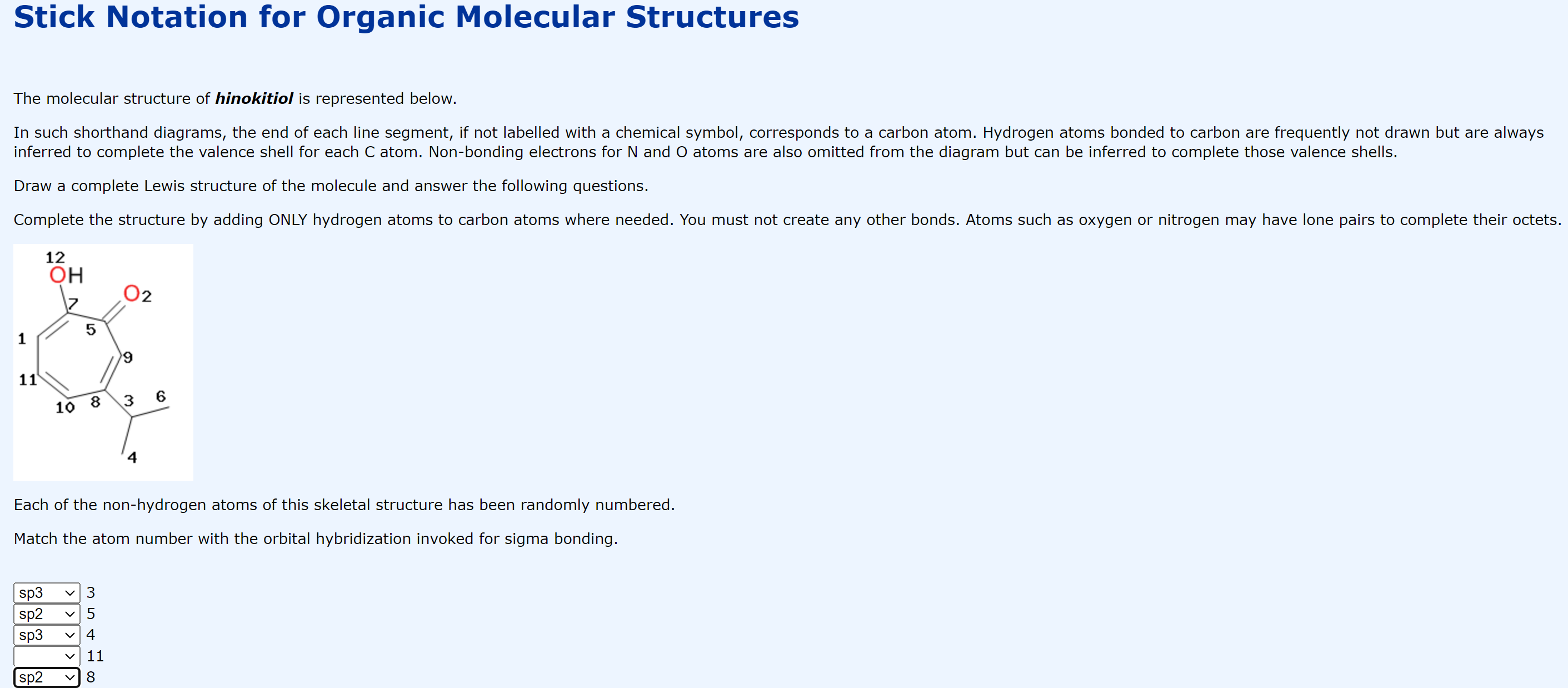 Solved The molecular structure of hinokitiol is represented | Chegg.com