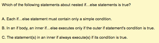 Solved Following Statements Nested Else Statements True Else Statement Must Contain Simple 0143