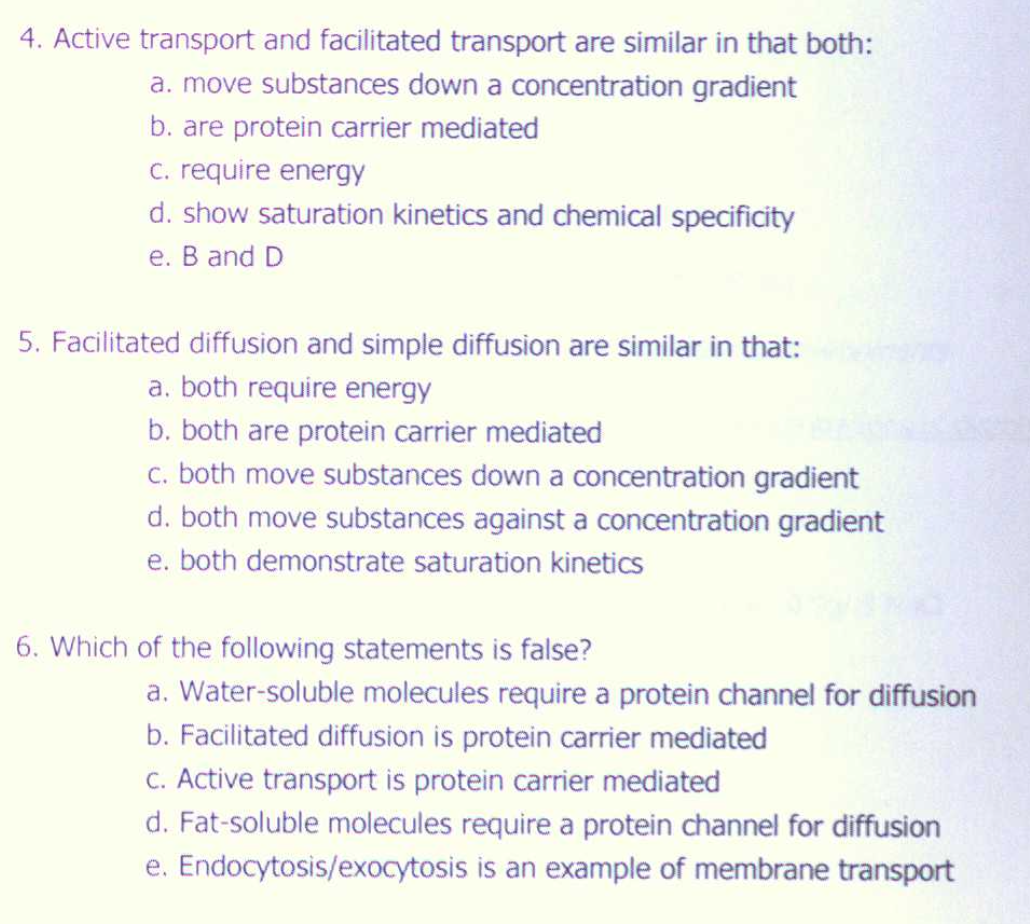 Solved 4. Active transport and facilitated transport are | Chegg.com