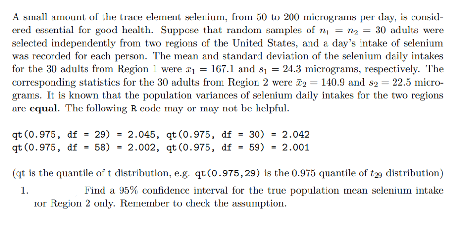 Solved A small amount of the trace element selenium, from 50 | Chegg.com
