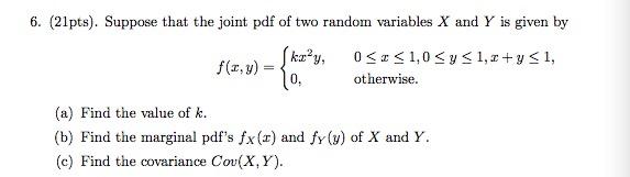 Solved Suppose that the joint pdf of two random variables X | Chegg.com