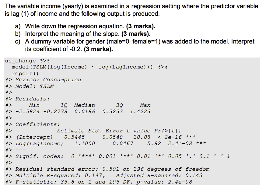 Solved The variable income (yearly) is examined in a | Chegg.com