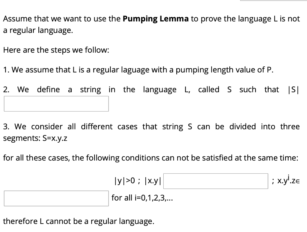 Solved Assume that we want to use the Pumping Lemma to prove | Chegg.com