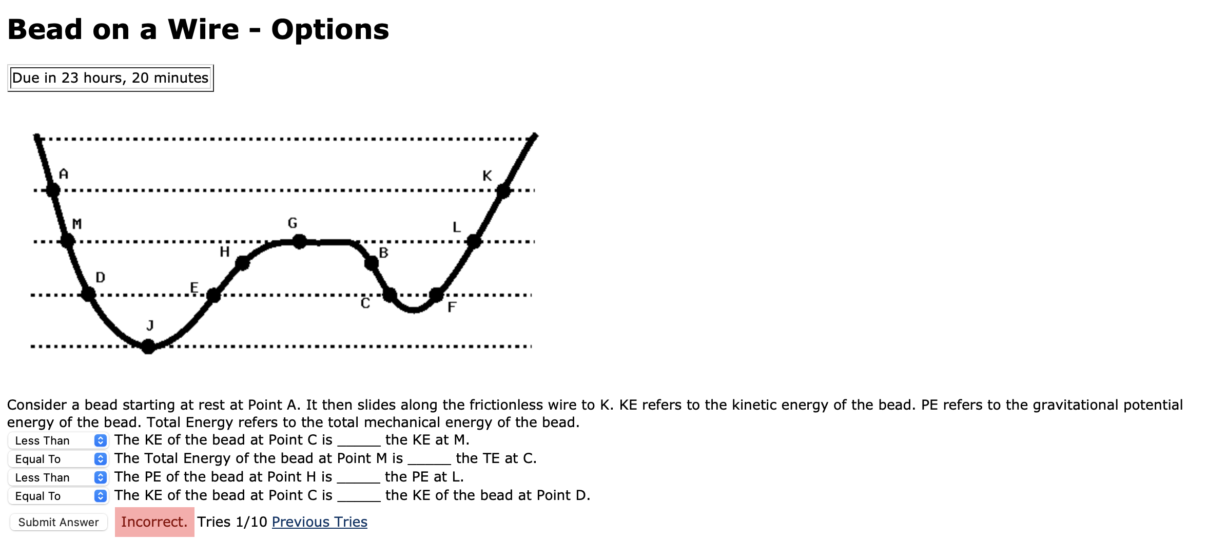 Solved Bead on a Wire - ﻿OptionsDue in 23 ﻿hours, 20 | Chegg.com