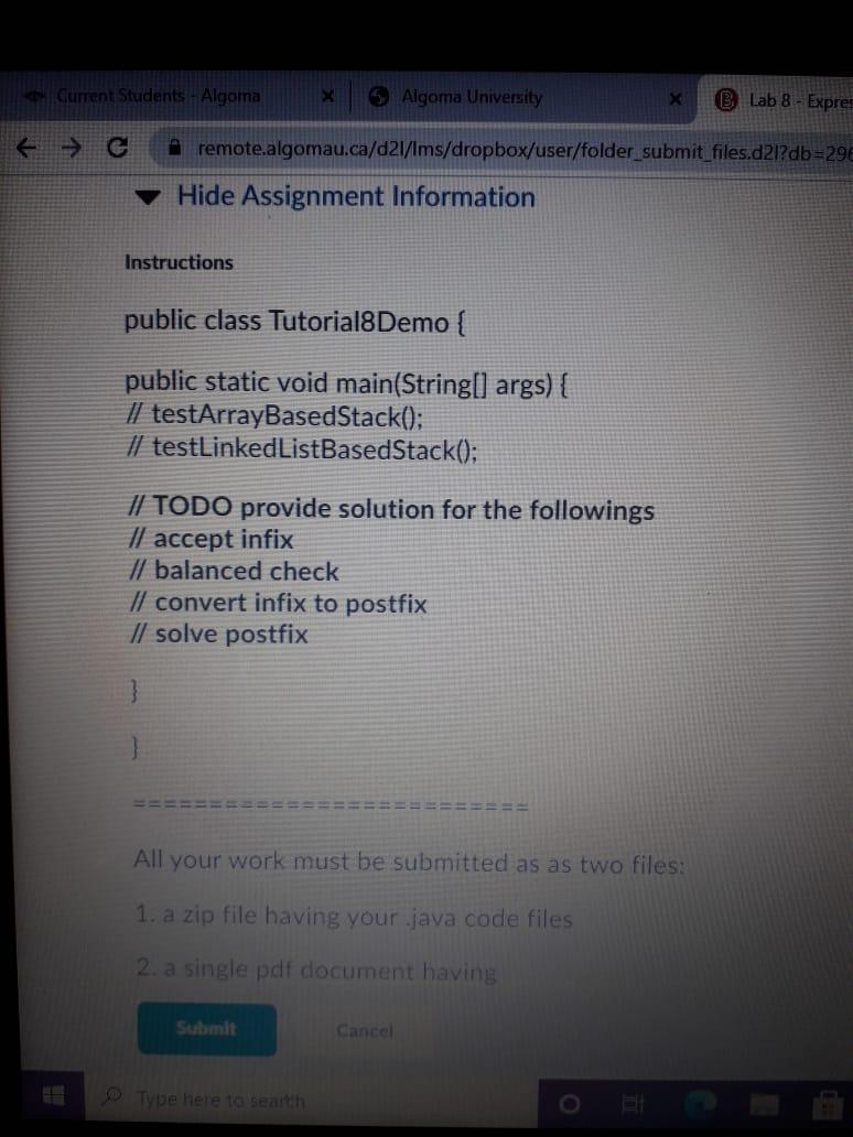 Solved Question: public class Tutorial8Demo { public static | Chegg.com