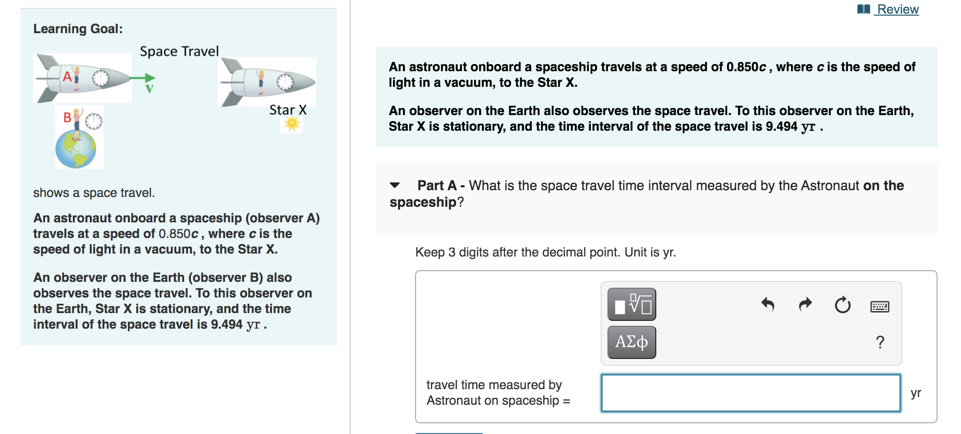 Solved 11 Review Learning Goal: Space Travel An astronaut | Chegg.com