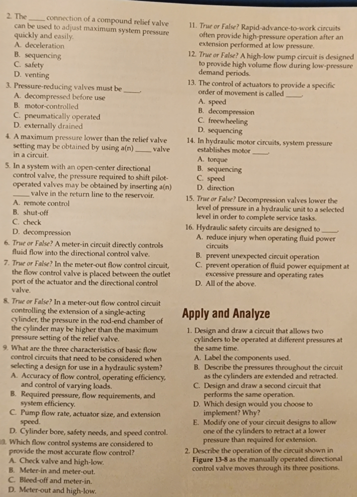Solved 2. The connection of a compound relief valve can be | Chegg.com