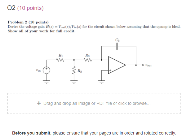 Solved Q2 (10 points) Problem 2 (10 points) Derive the | Chegg.com