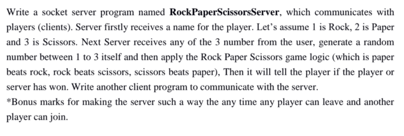 Solved Write A Socket Server Program Named Chegg