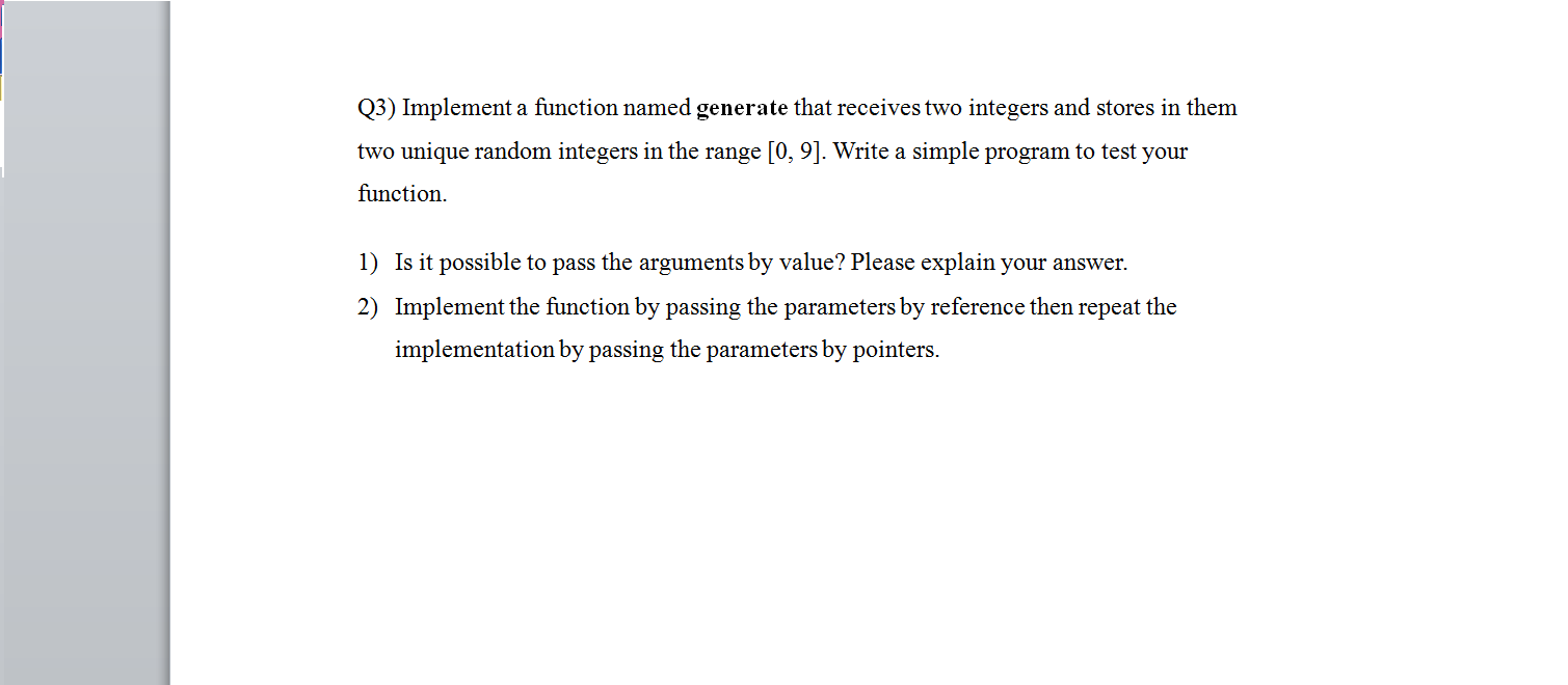 Solved Q3) Implement a function named generate that receives | Chegg.com