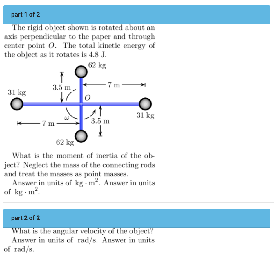 Solved part 1 ﻿of 2The rigid object shown is rotated about | Chegg.com