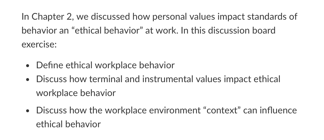 Solved In Chapter 2, ﻿we discussed how personal values | Chegg.com