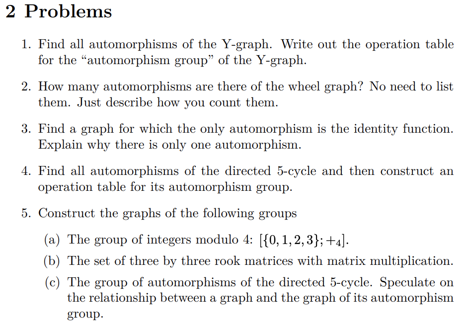 2 Problems 1. Find all automorphisms of the Y-graph. | Chegg.com