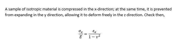 Solved A sample of isotropic material is compressed in the | Chegg.com